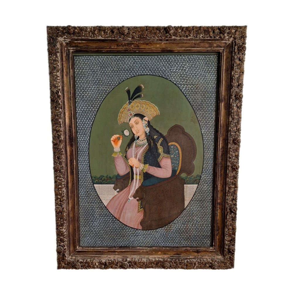 Mughal Queen Mumtaz Mahal, Oil on Panel, 19th Century, Framed for sale ...