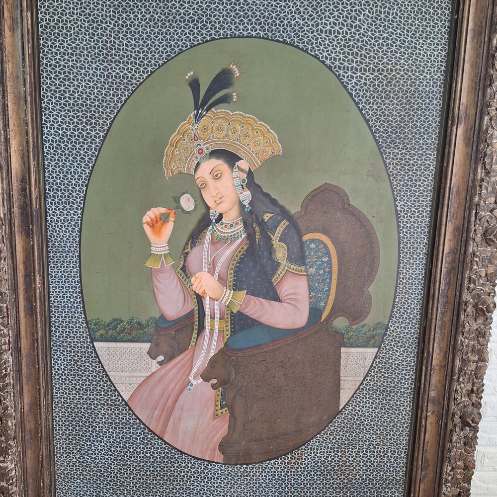 Mughal Queen Mumtaz Mahal, Oil on Panel, 19th Century, Framed for sale ...