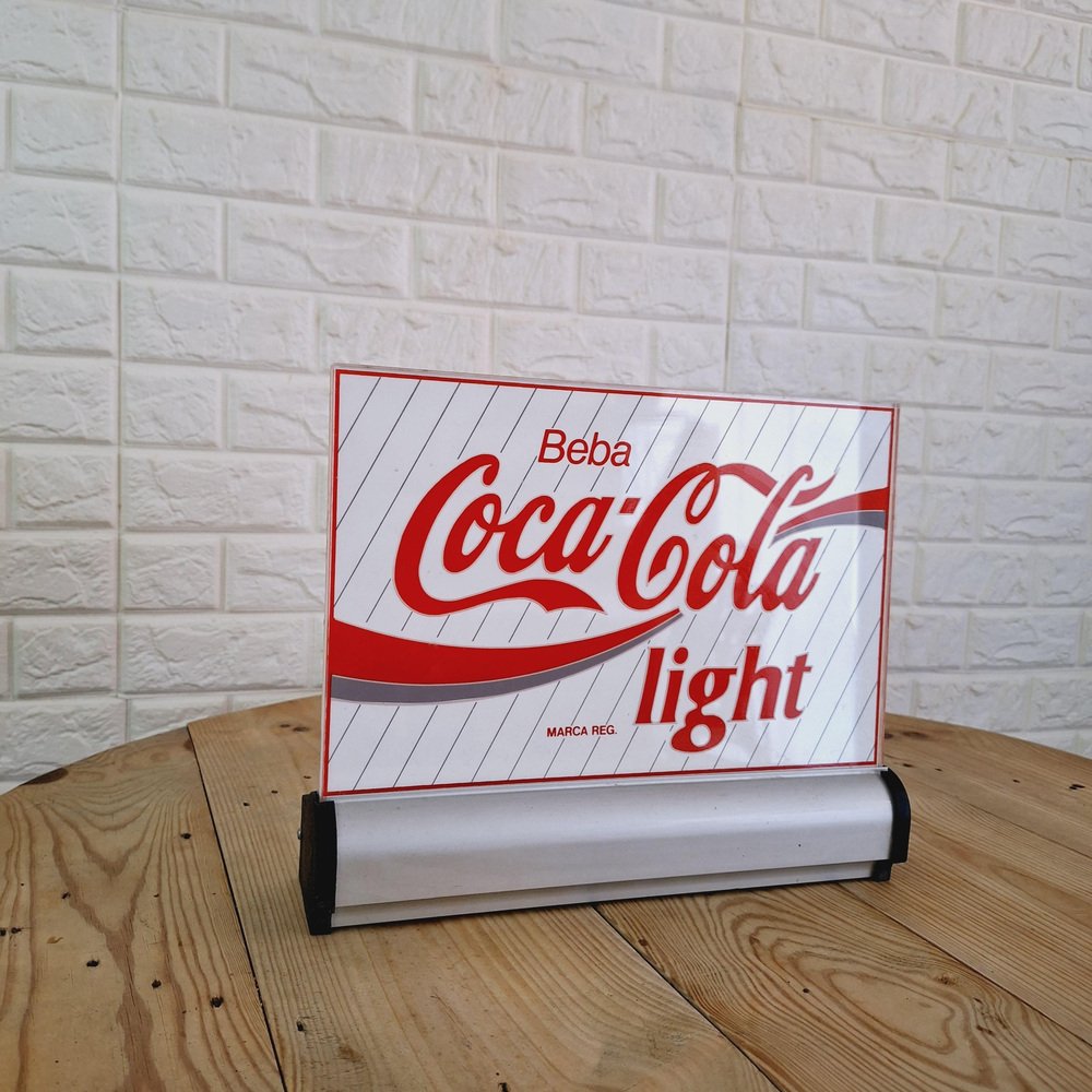 Coca Cola Light Luminous Advertising Sign, 1980s for sale at Pamono
