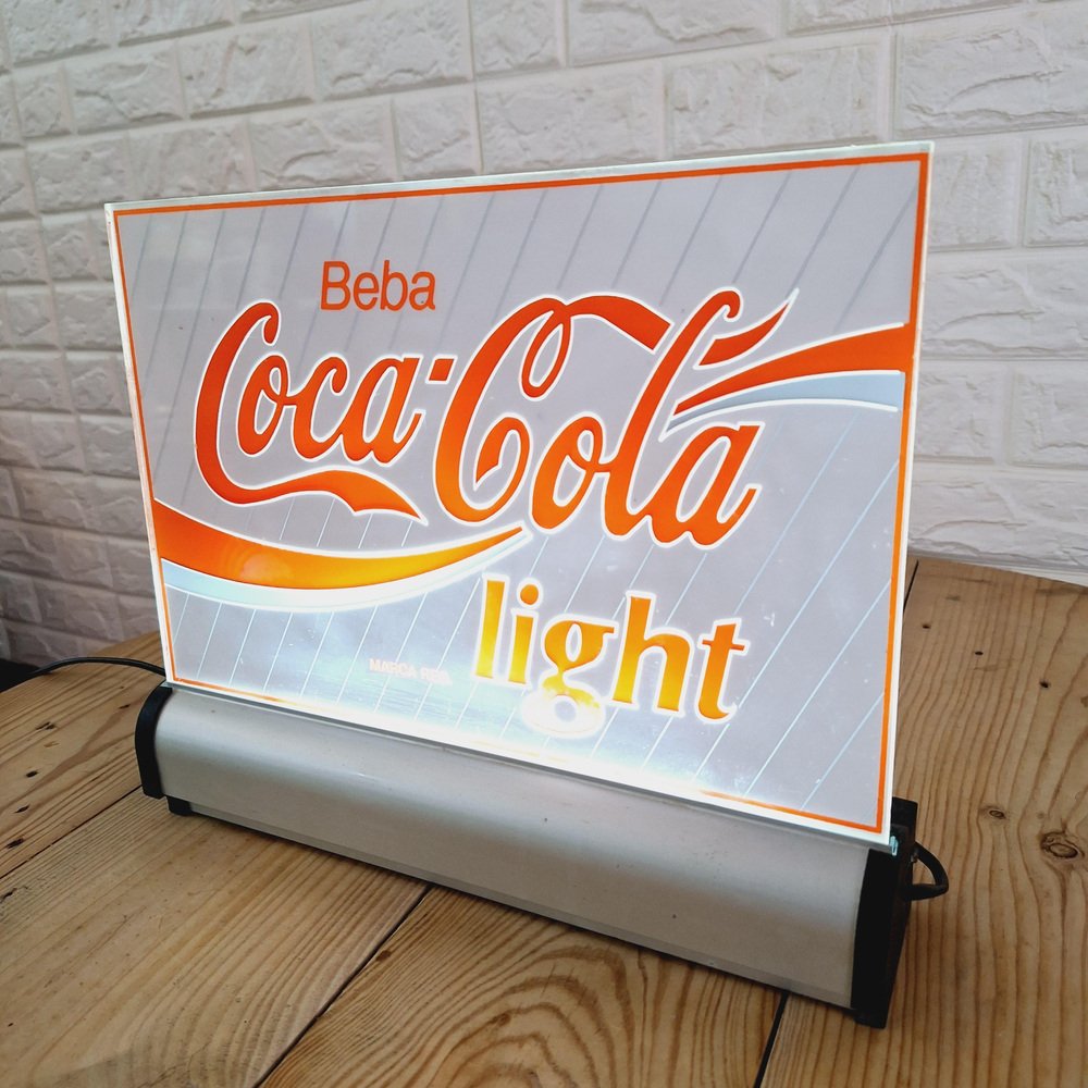 Coca Cola Light Luminous Advertising Sign, 1980s for sale at Pamono