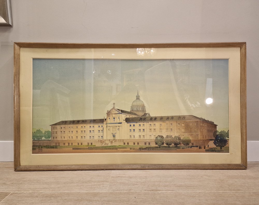 Luis Cervera Vera, Elevation of Architectural Project, 1970, Watercolor ...