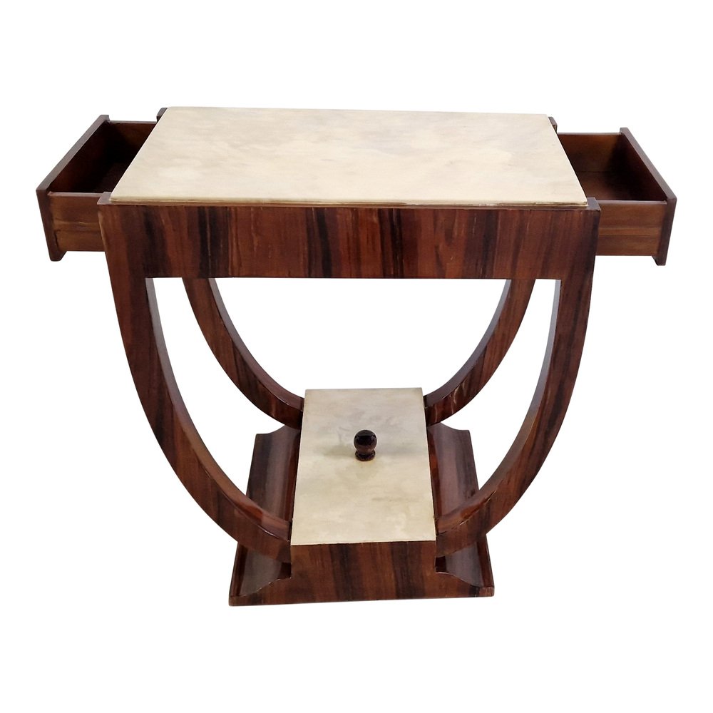 Bifacceral Support Table with Two Side Drawers, 1980s for sale at Pamono