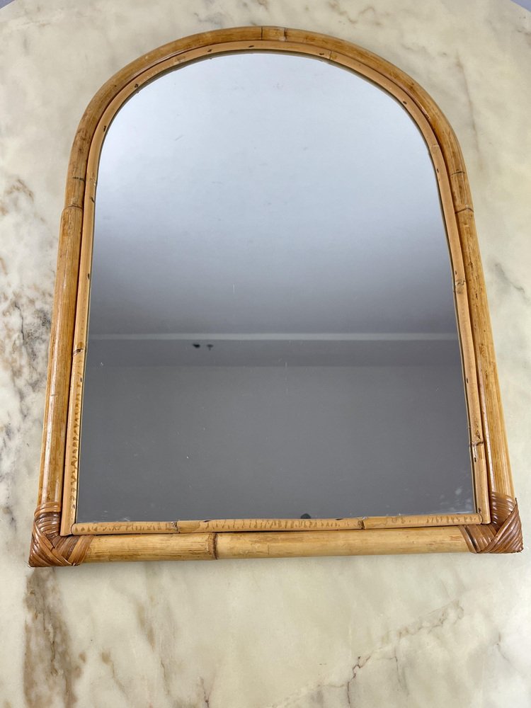 Vintage Mirror with Bamboo Frame, Italy, 1970s for sale at Pamono