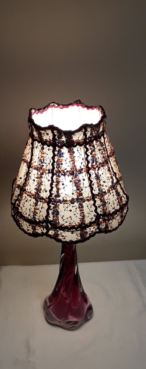 Belgian Table Lamp in Glass with Sequined Shade from Christalleries De ...