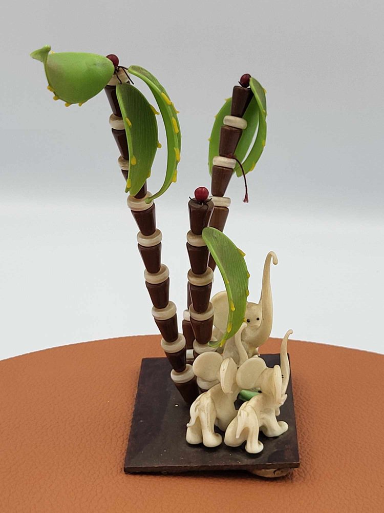 Glass Figurine with Elephants by Jaroslav Brychta, 1930s for sale at Pamono