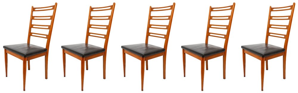 Danish Sam Chairs in Teak attributed to Neils Koefoed, 1960s, Set of 5 ...