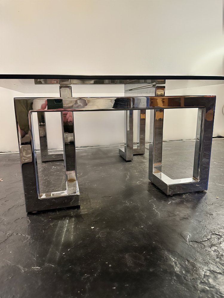 Mid-Century Mandarin Coffee Table in Chrome and Smoked Glass by Tim ...