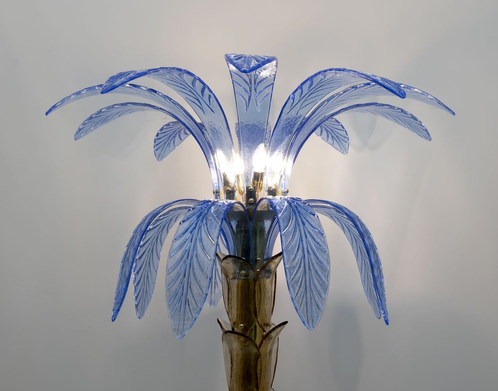 Murano Glass and Brass Palm Tree Floor Lamp, 1970s for sale at Pamono