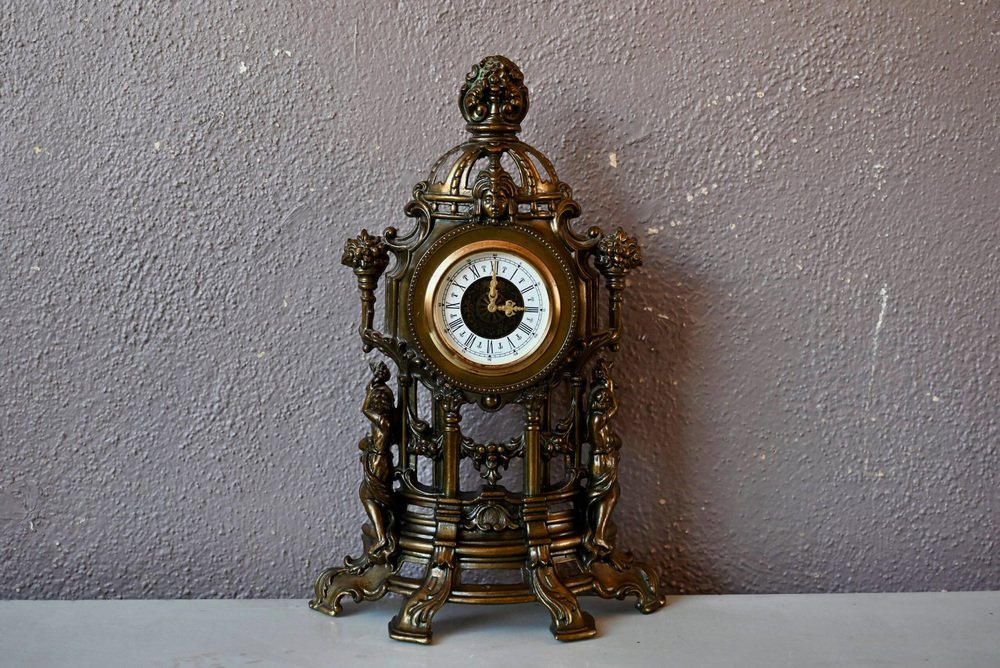 Antique Mantle Pendulum Clock, 1950s for sale at Pamono