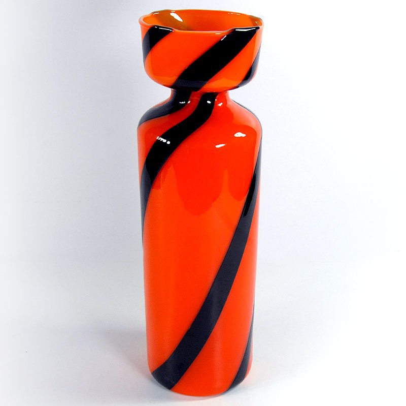Italian Orange Glass Vase, Stelvia, 1970s for sale at Pamono