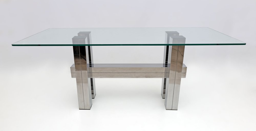 Mid-Century Modern Italian Steel and Glass Dining Table, 1980s for sale ...