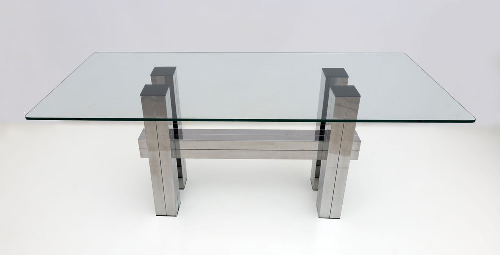 Mid-Century Modern Italian Steel and Glass Dining Table, 1980s for sale ...