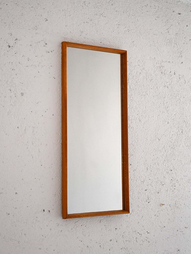 Vintage Rectangular Mirror with Oak Frame, 1960s for sale at Pamono