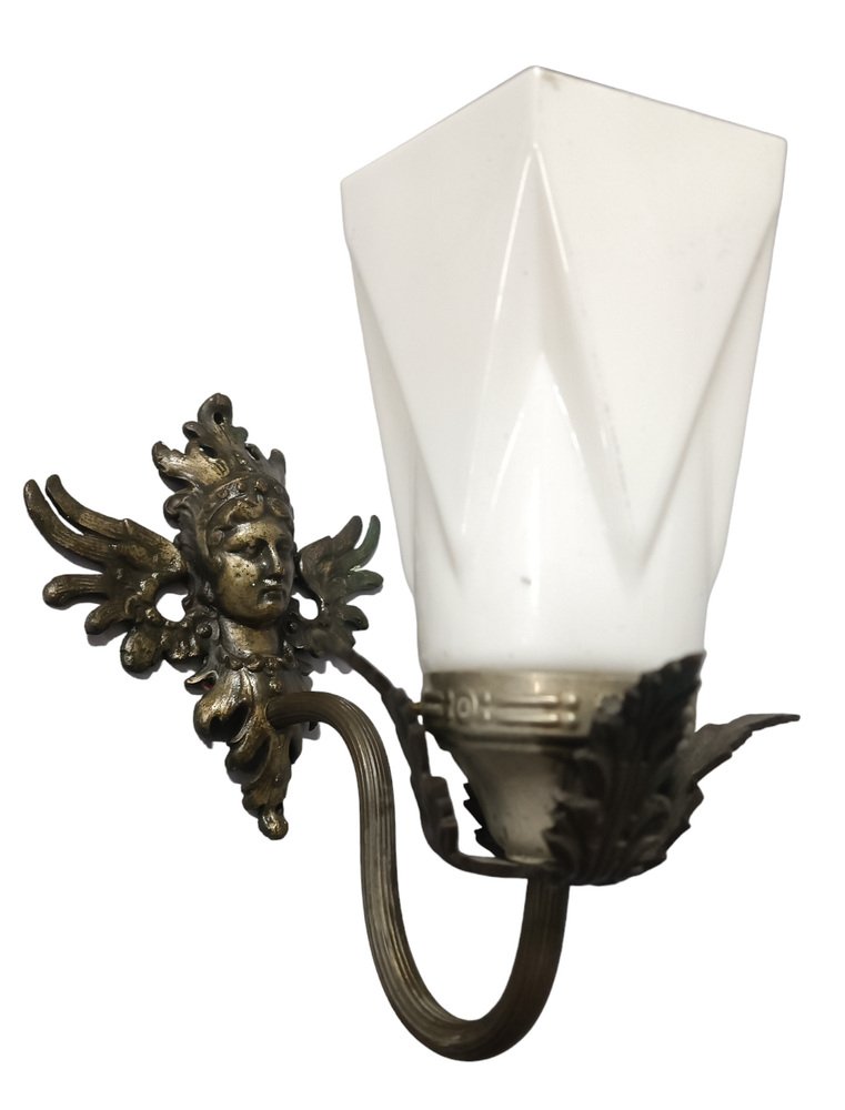 Empire Wall Light in Brass and Crystal for sale at Pamono