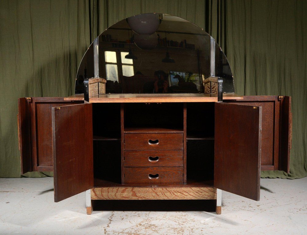 Mobile bar Art Déco in compensato Venesta e quercia sbiancata di Marcel ...