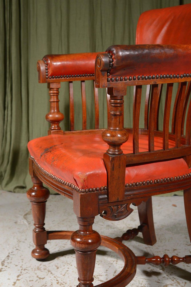 Victorian Mahogany and Leather Desk Chair by Chamberlain, King & Jones ...