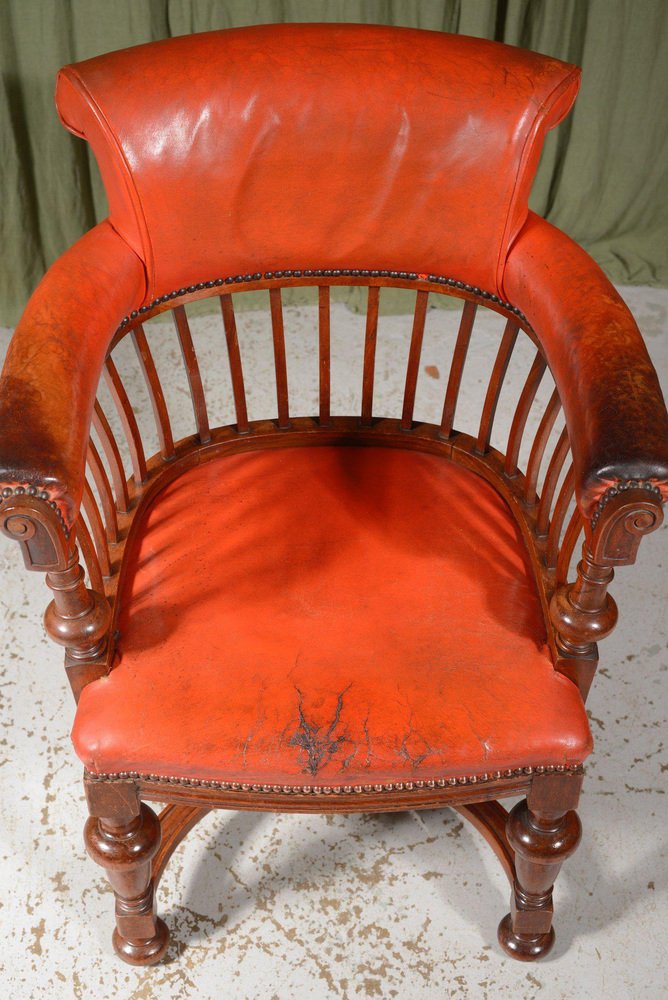 Victorian Mahogany and Leather Desk Chair by Chamberlain, King & Jones ...