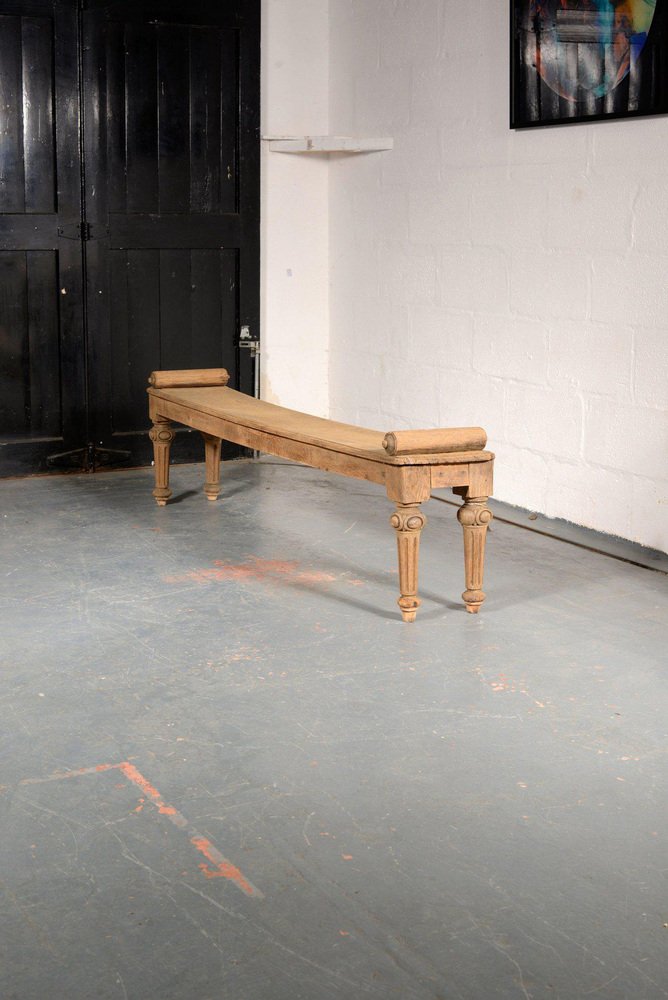 19th Century Light Oak Hall Bench or Window Seat, 1860s for sale at Pamono