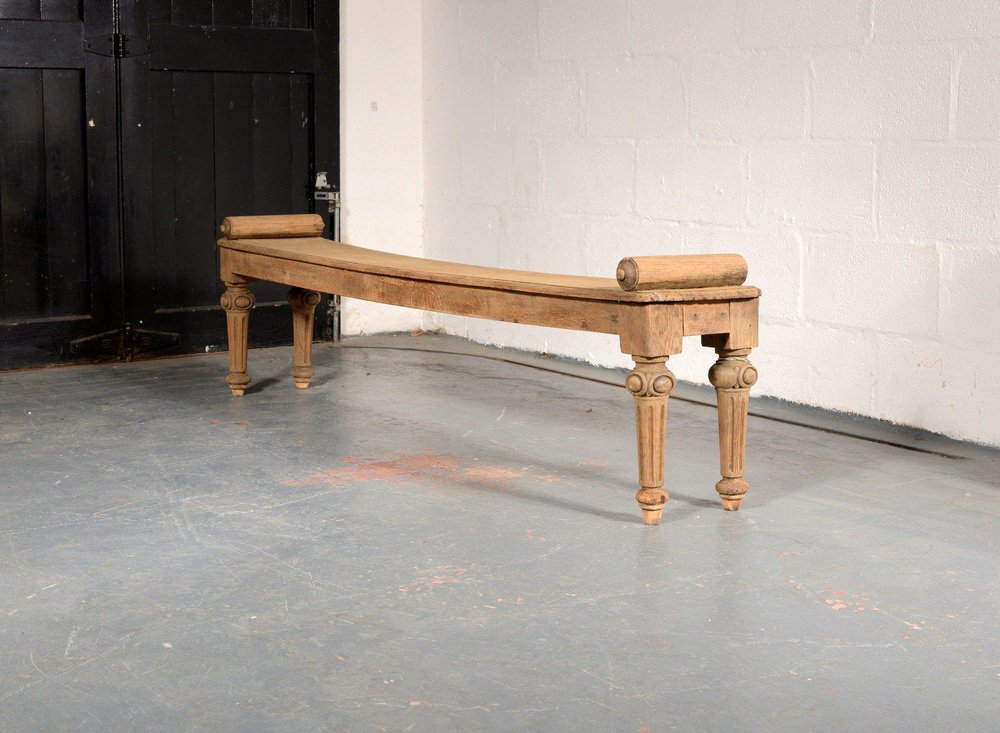 19th Century Light Oak Hall Bench or Window Seat, 1860s for sale at Pamono