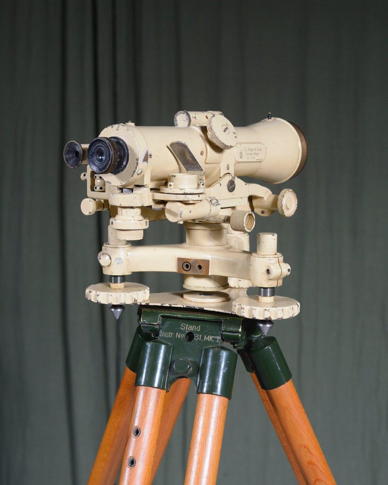 British Theodolite Mounted on Military Tripod from Berger & Sons, 1940s ...