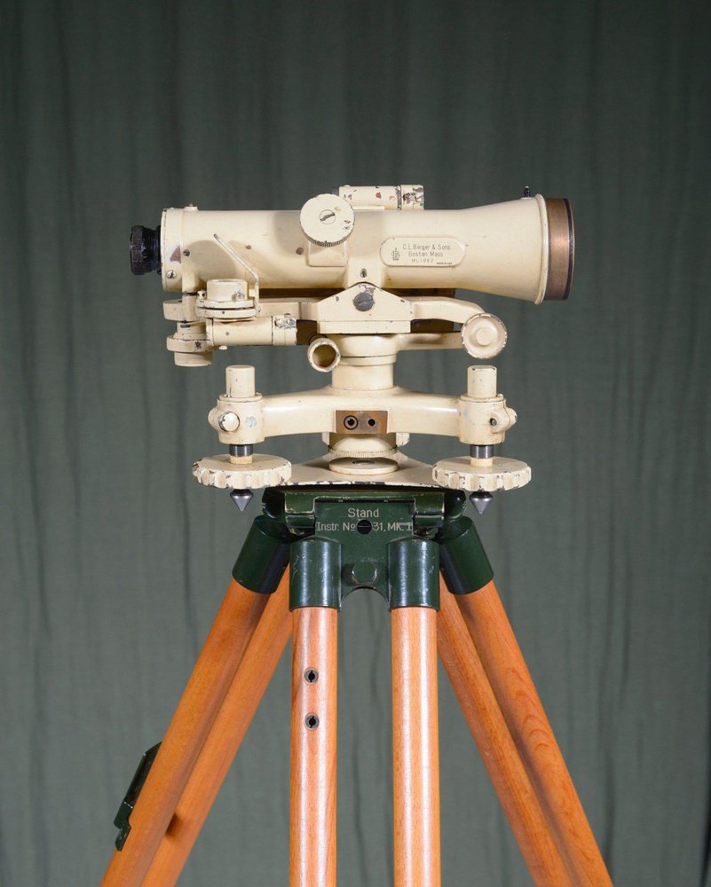 British Theodolite Mounted on Military Tripod from Berger & Sons, 1940s ...