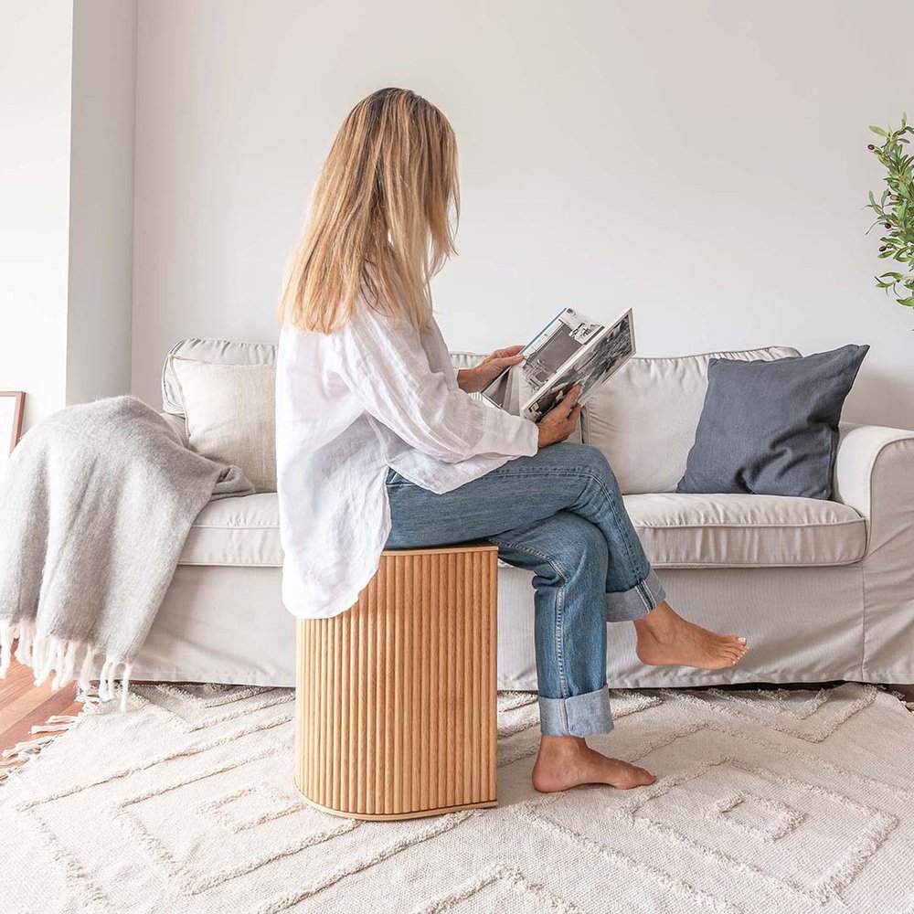 Duna Shifting Stool in Deep Red by Woodendot for sale at Pamono