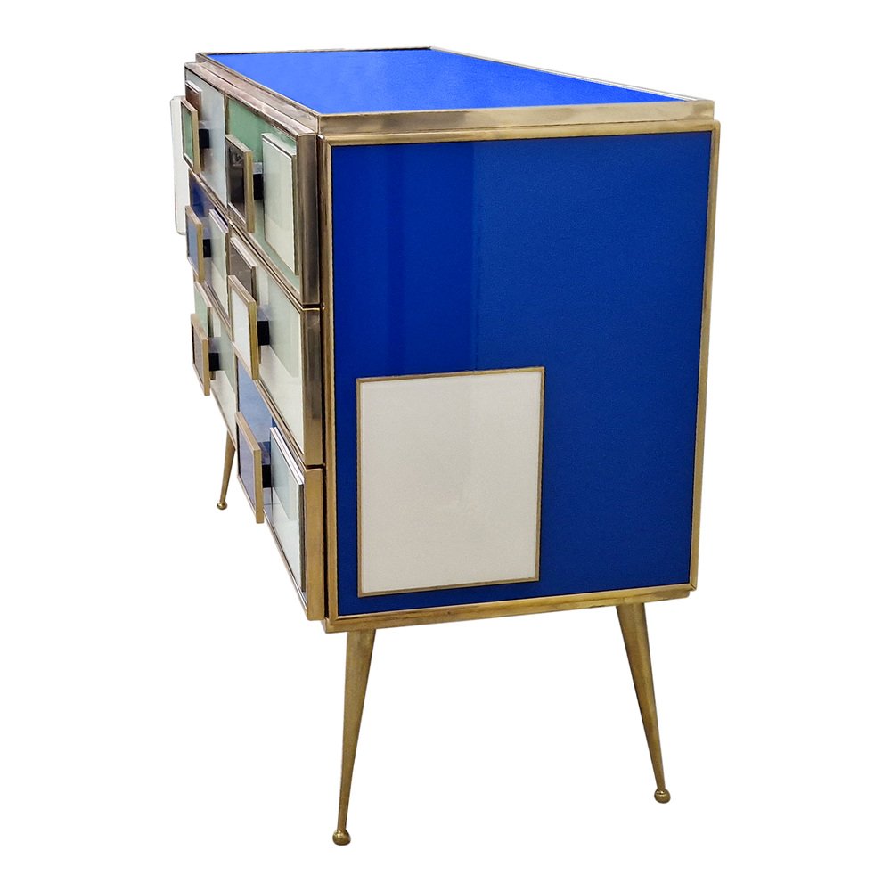 Commode with 6 Drawers in Multicolor Murano Glass, 1980s for sale at Pamono