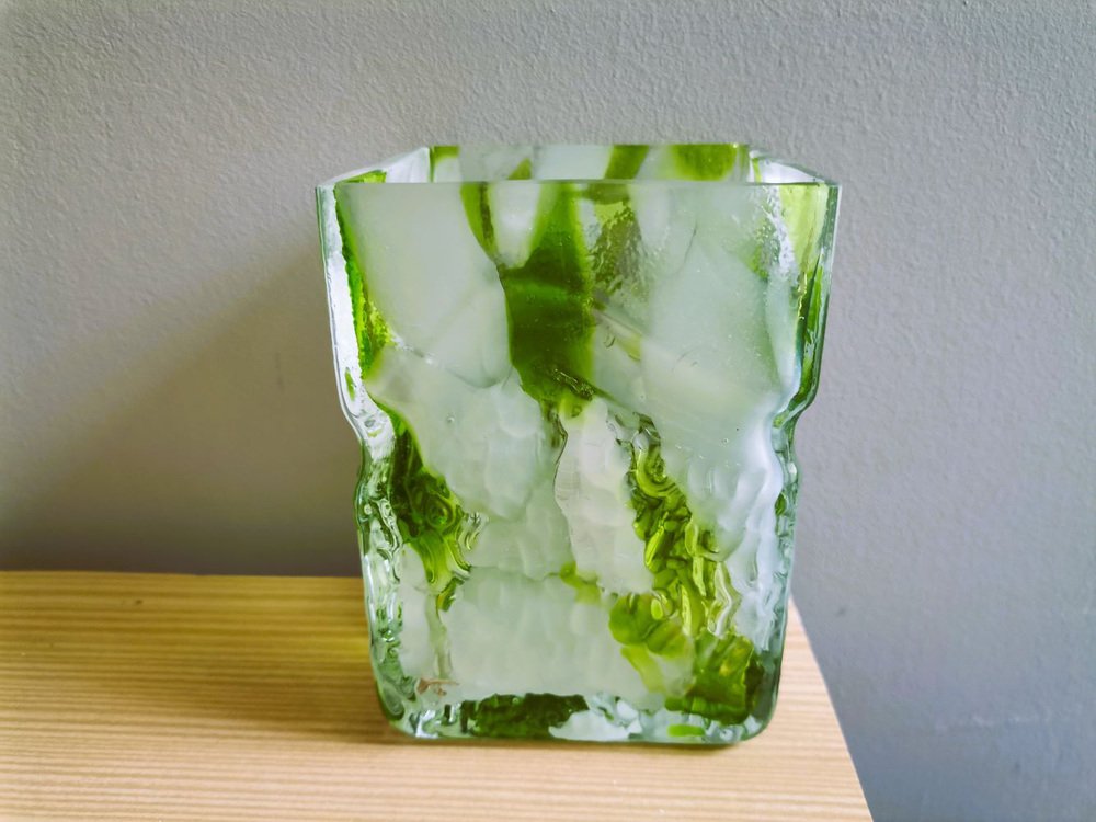 Portuguese Green Spatter Splatter Glass Vase by Marinha Grande, 1970s ...