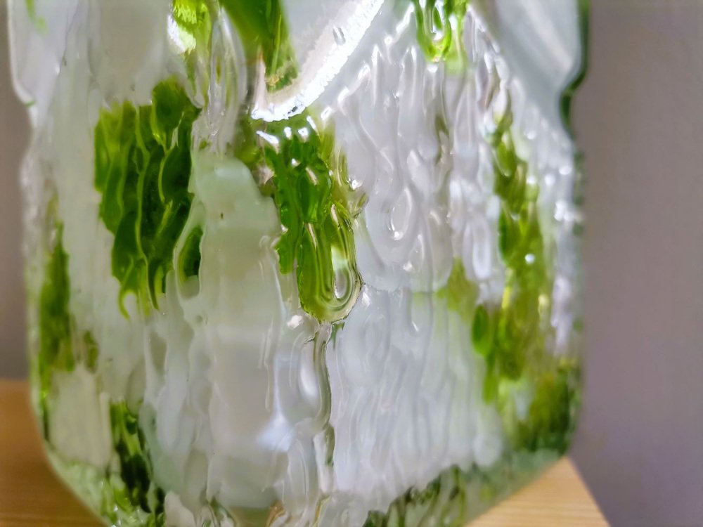 Portuguese Green Spatter Splatter Glass Vase by Marinha Grande, 1970s ...