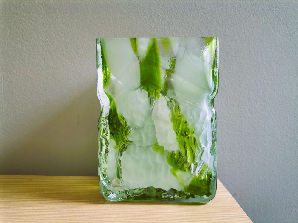 Portuguese Green Spatter Splatter Glass Vase by Marinha Grande, 1970s ...