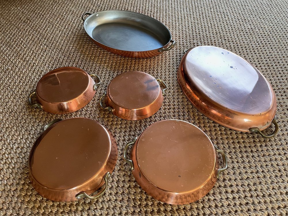 Copper Frying Pan Set, Set of 6 for sale at Pamono