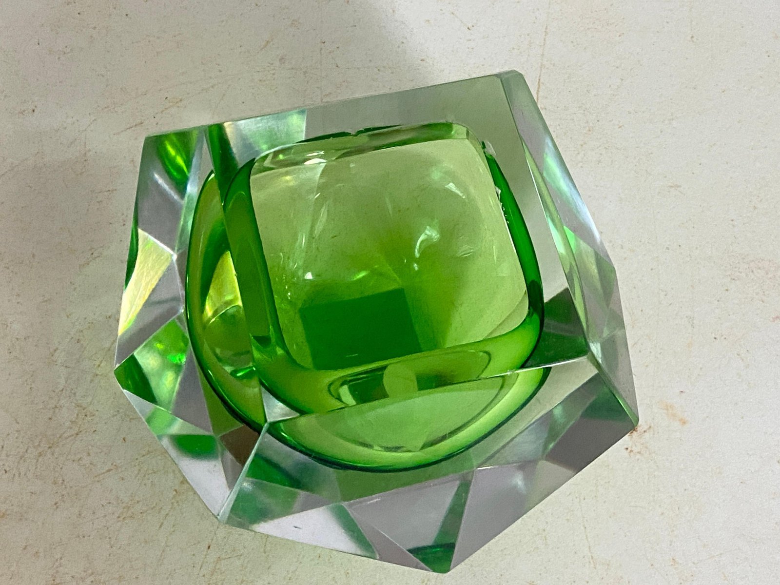 Large Italian Green Glass Ashtray, 1960s for sale at Pamono