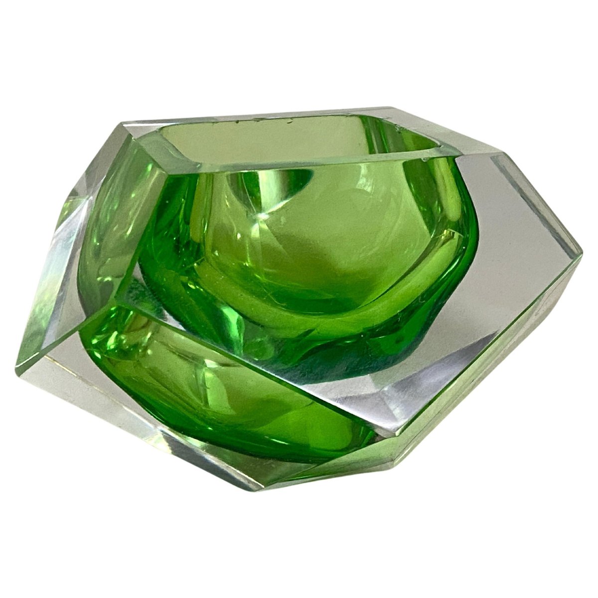 Large Italian Green Glass Ashtray, 1960s for sale at Pamono