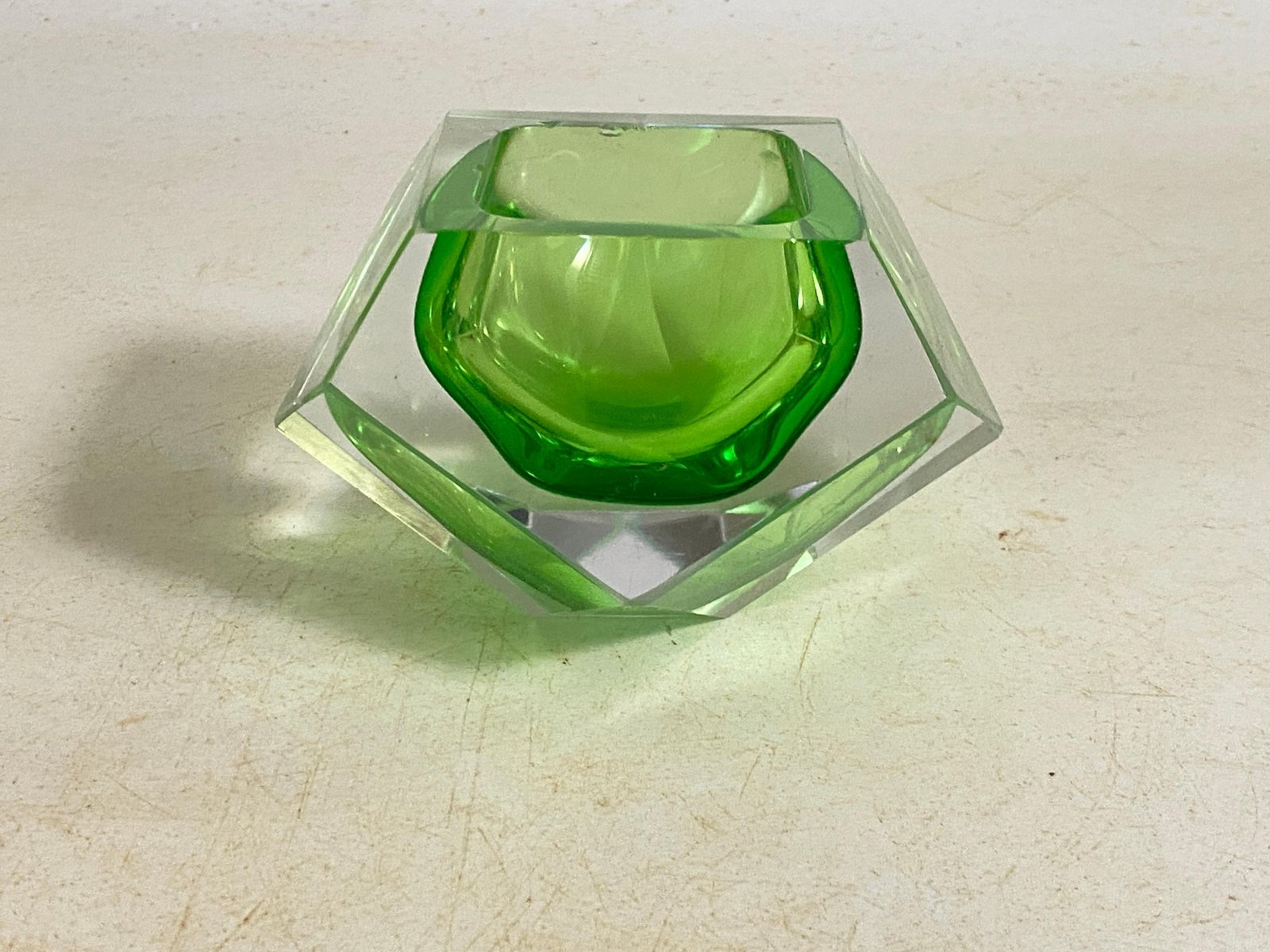 Large Italian Green Glass Ashtray, 1960s for sale at Pamono