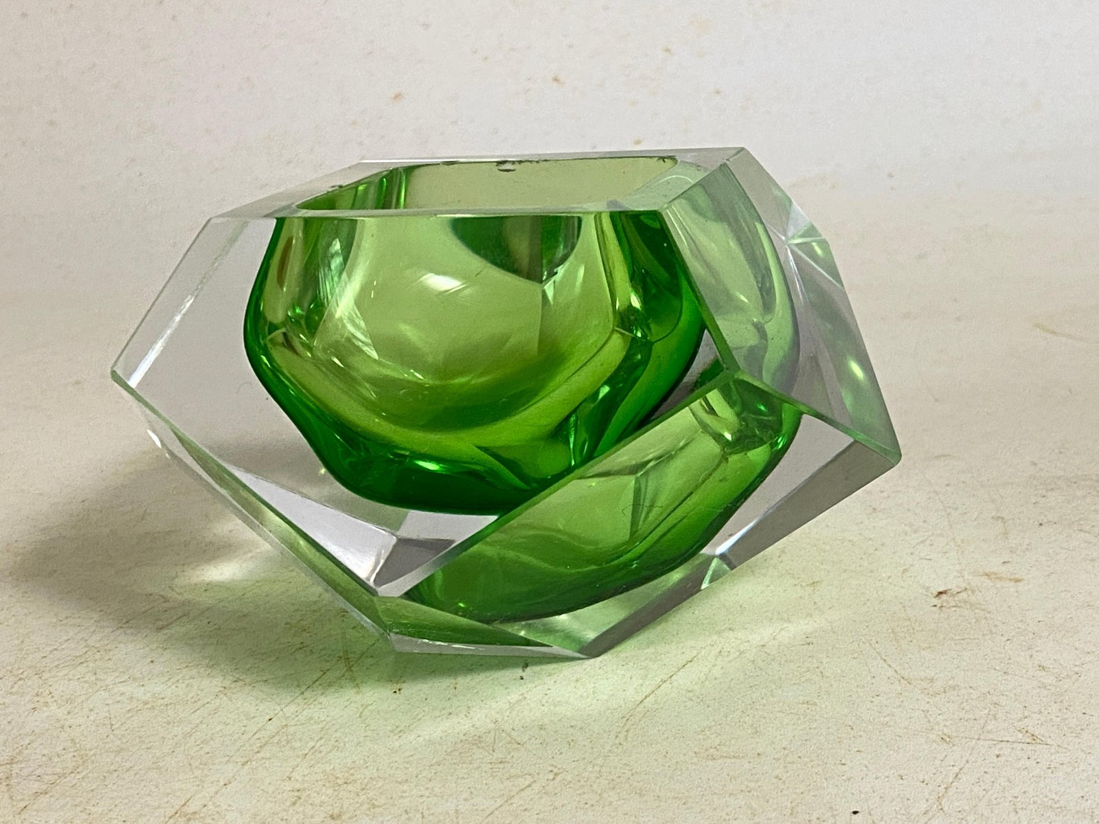 Large Italian Green Glass Ashtray, 1960s for sale at Pamono