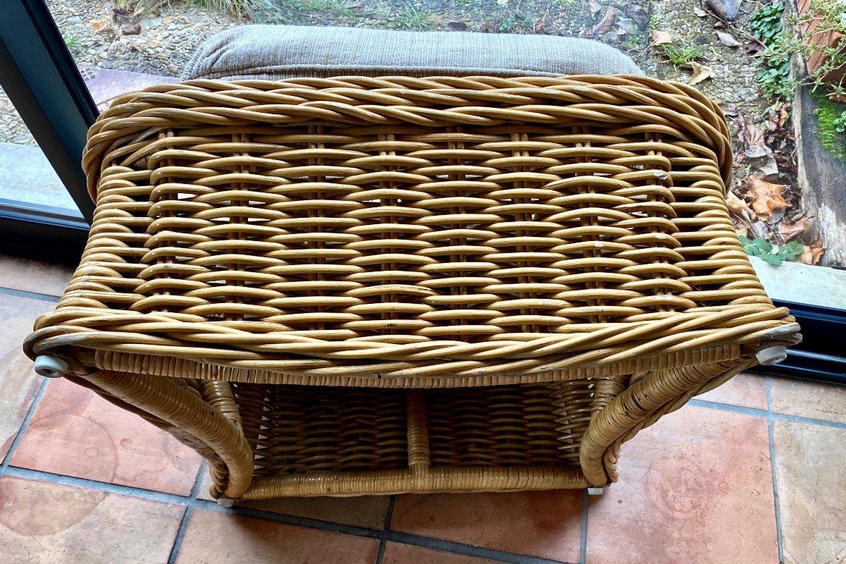 Square Pouf or Footrest in Rattan for sale at Pamono