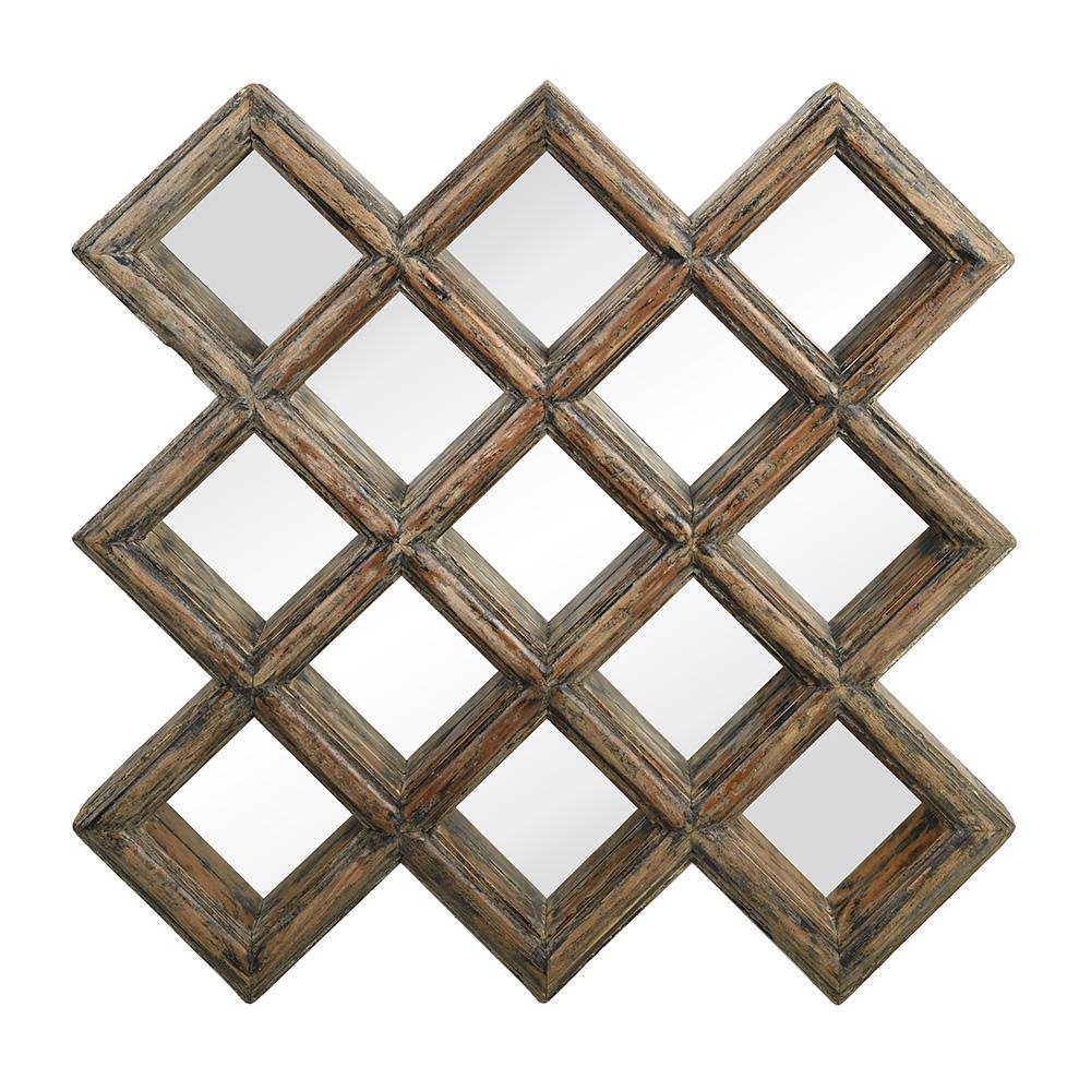 Wooden Geometric Structure Mirror for sale at Pamono