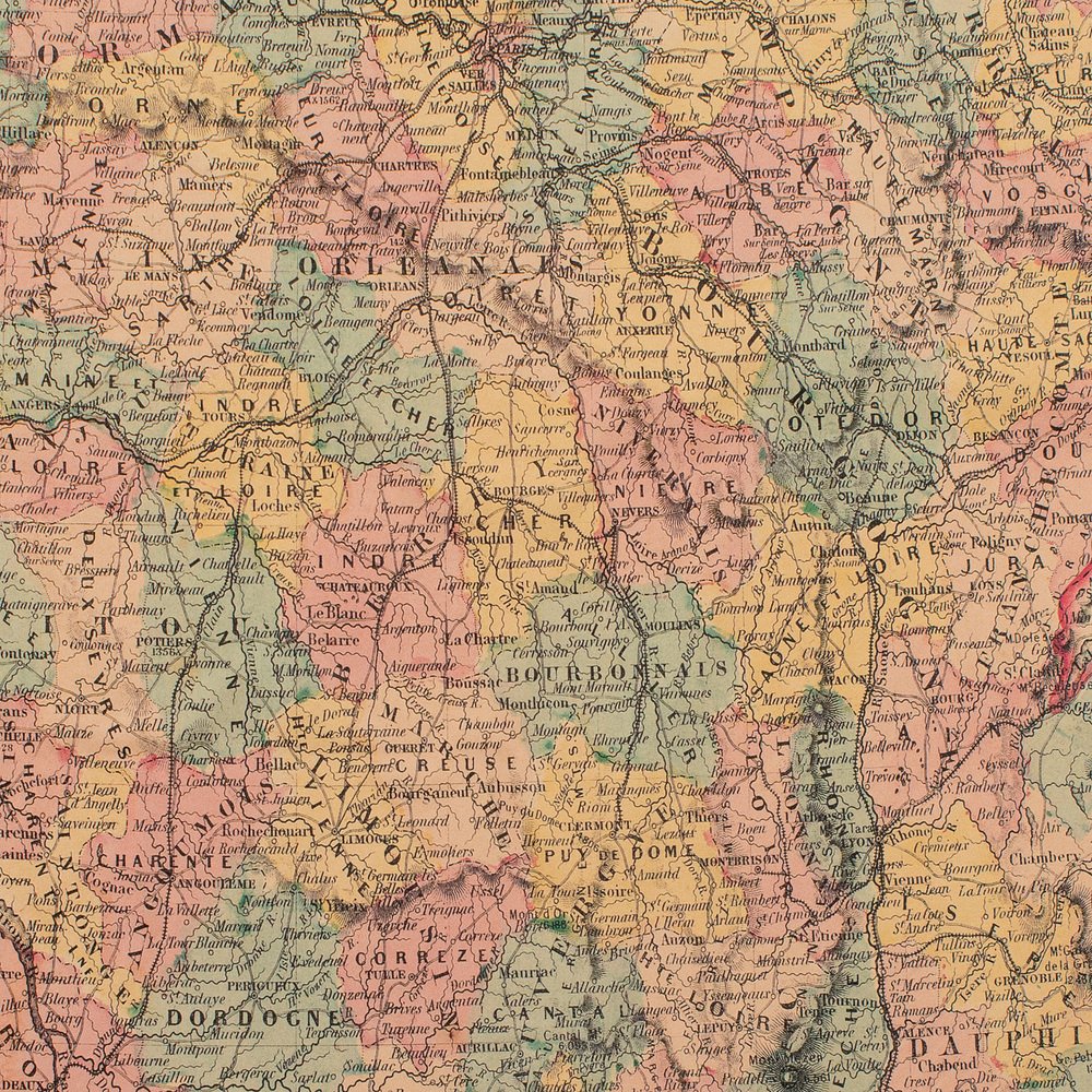 Large Vintage France Map, 1970s for sale at Pamono