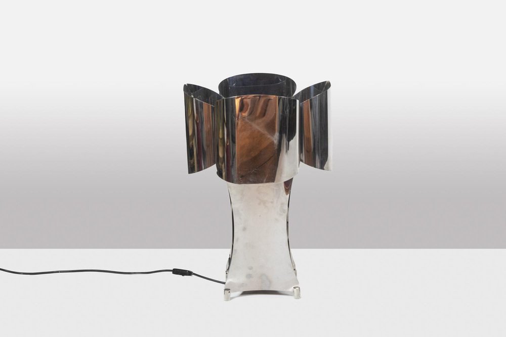 Quadrilobe Lamp in Polished Metal, 1970s for sale at Pamono