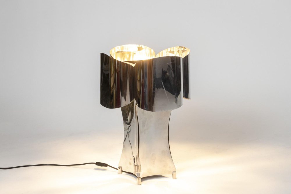 Quadrilobe Lamp in Polished Metal, 1970s for sale at Pamono