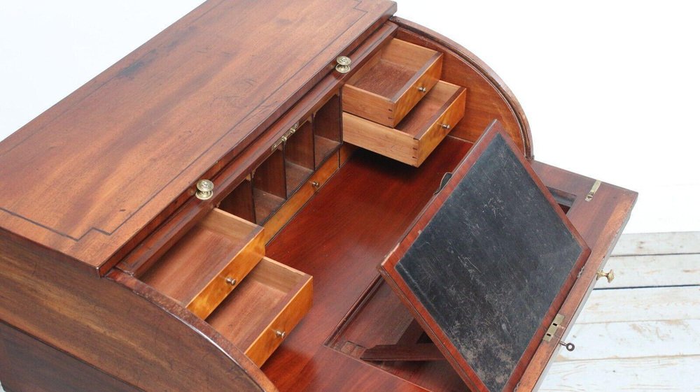 Antique 19th Century Mahogany Tambour Desk for sale at Pamono