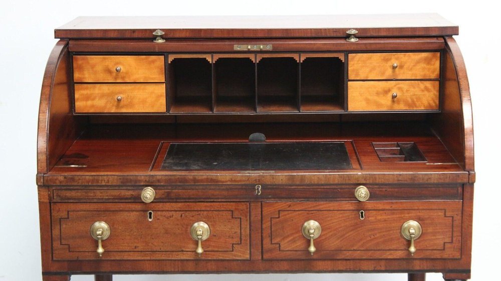 Antique 19th Century Mahogany Tambour Desk for sale at Pamono