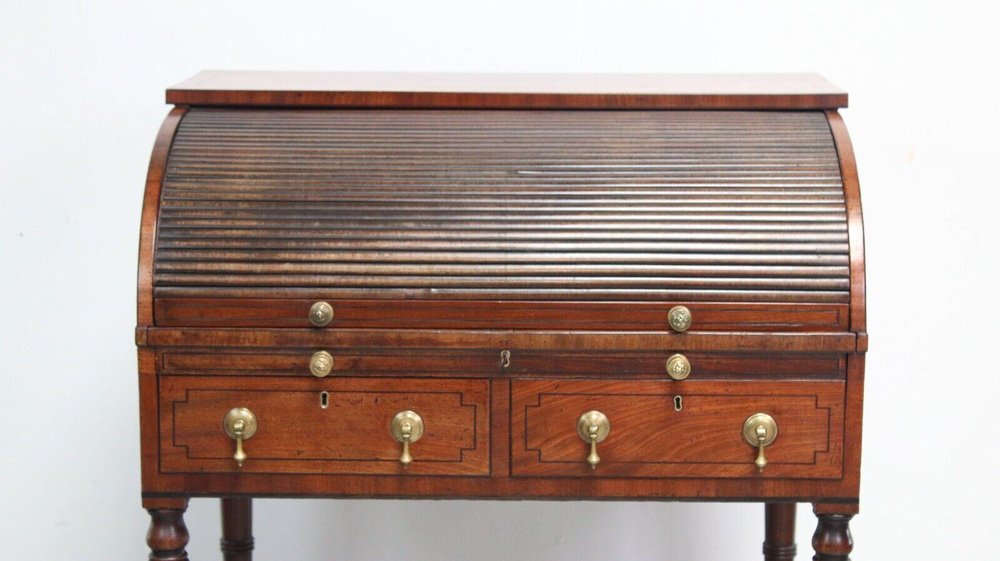 Antique 19th Century Mahogany Tambour Desk for sale at Pamono