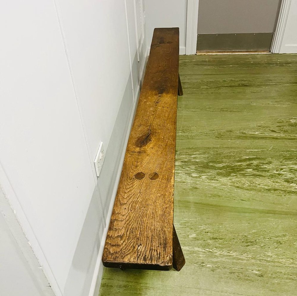 Vintage Rustic Oak Long Bench for sale at Pamono