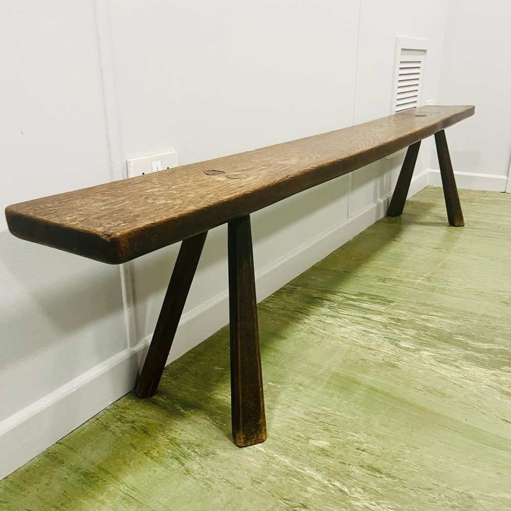Vintage Rustic Oak Bench for sale at Pamono