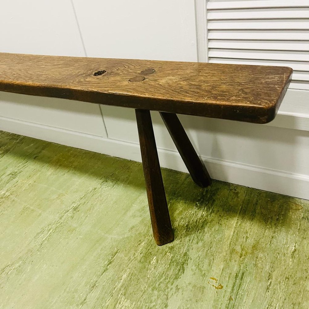 Vintage Rustic Oak Bench for sale at Pamono