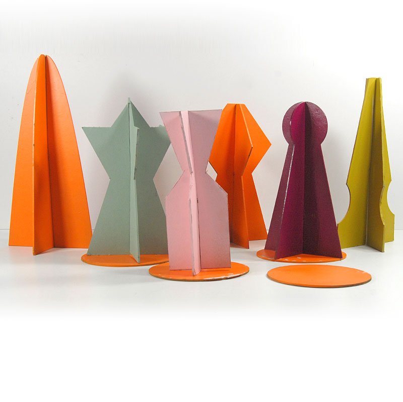 Postmodern Spatial Cardboard Forms, 1980s, Set of 10 for sale at Pamono