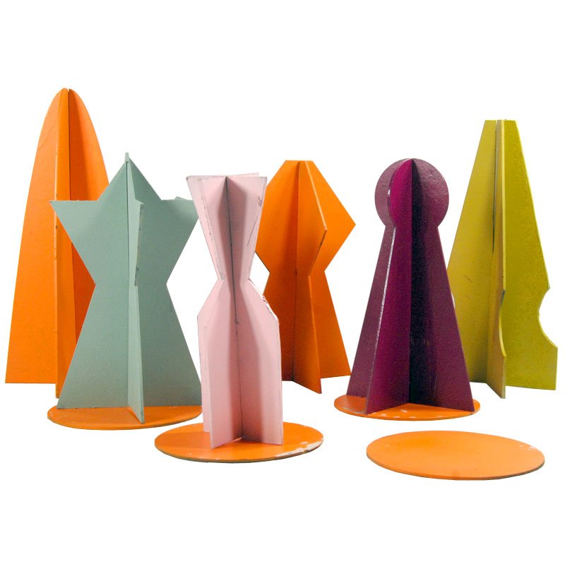 Postmodern Spatial Cardboard Forms, 1980s, Set of 10 for sale at Pamono