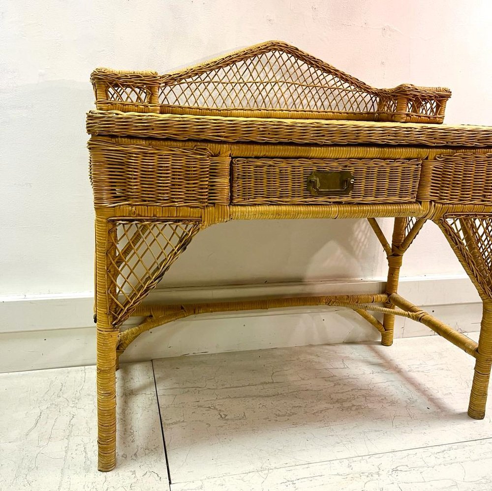 Vintage Wicker and Rattan Desk for sale at Pamono
