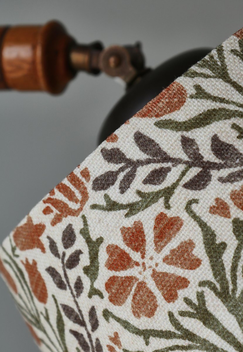 Swedish Art Deco Floor Lamp in Patinated Elm with William Morris Shade ...